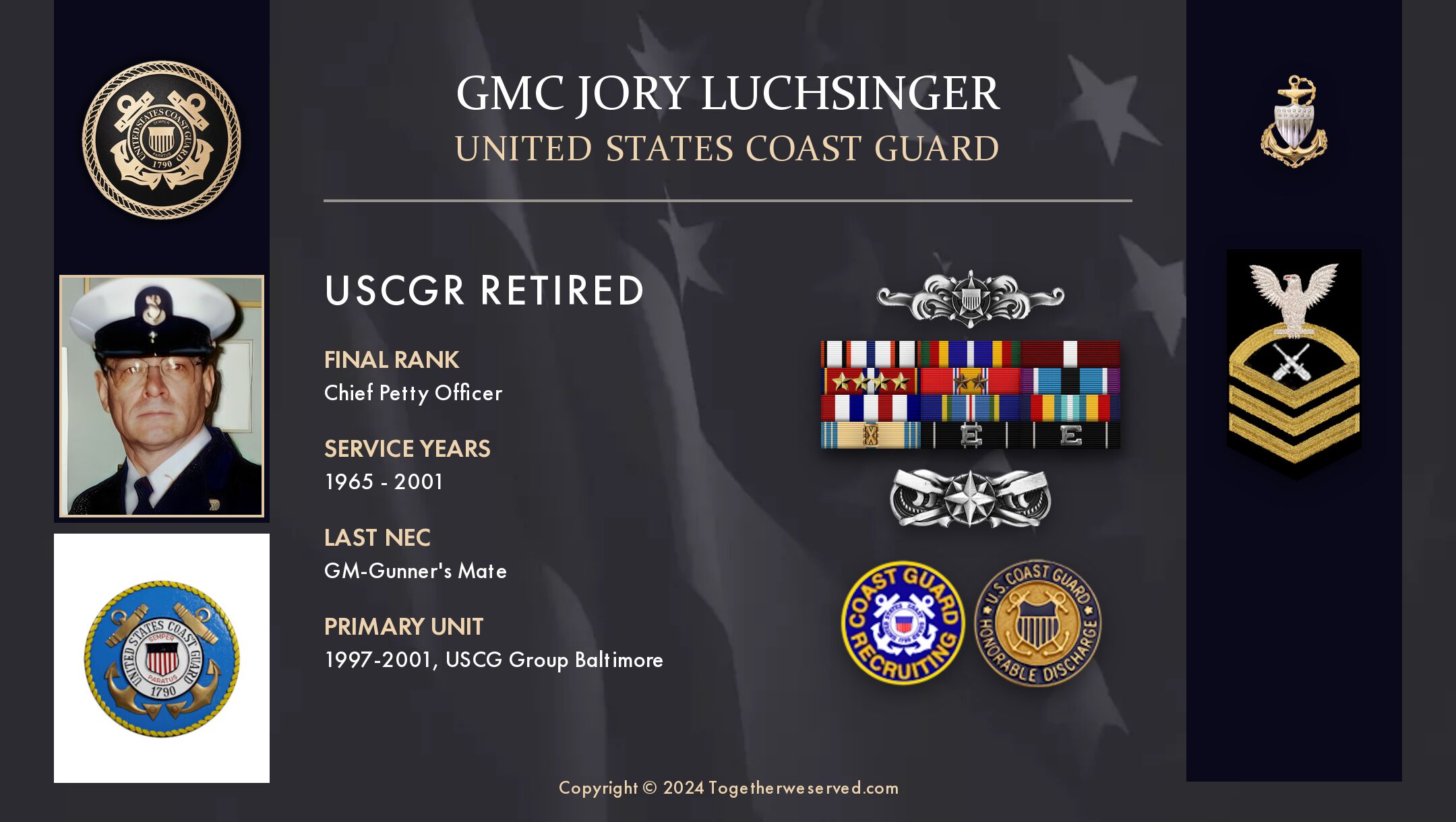 Service Reflections of GMC Jory Luchsinger, U.S. Coast Guard (1965-2001 ...