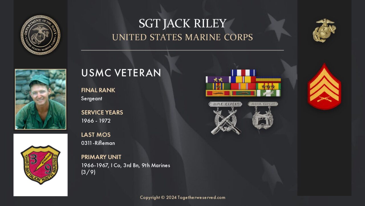 Service Reflections of SGT Jack Riley, U.S. Marine Corps (1966-1972 ...
