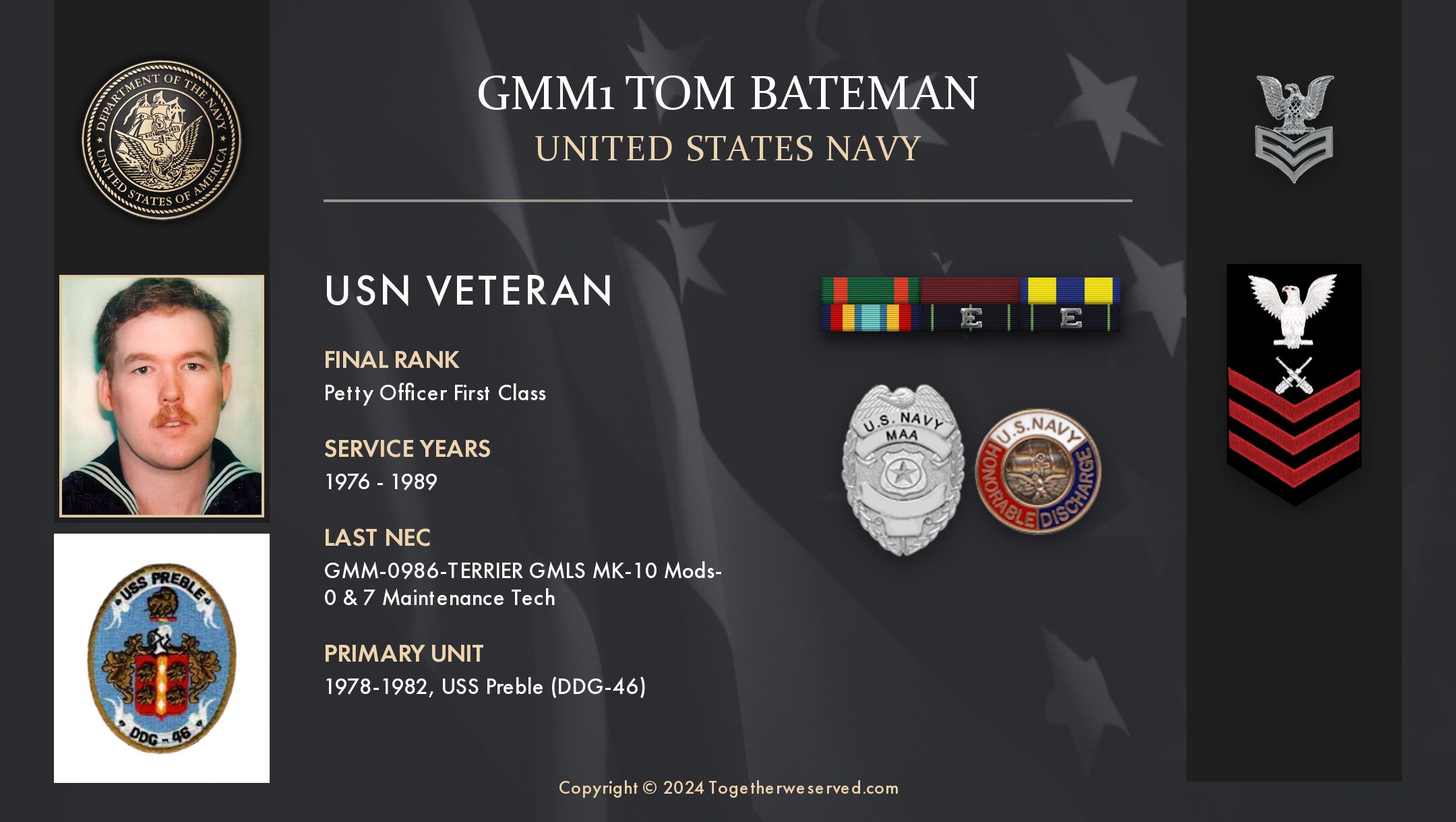 Service Reflections of GMM1 Tom Bateman, U.S. Navy (1976-1989 ...