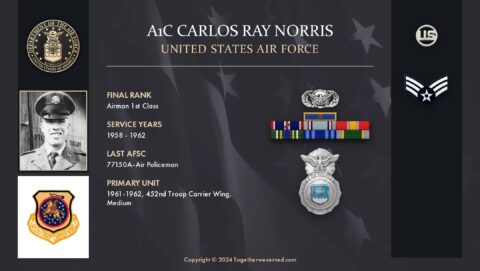 A1C Carlos “Chuck” Ray Norris, U.S. Air Force (1958-1962 ...