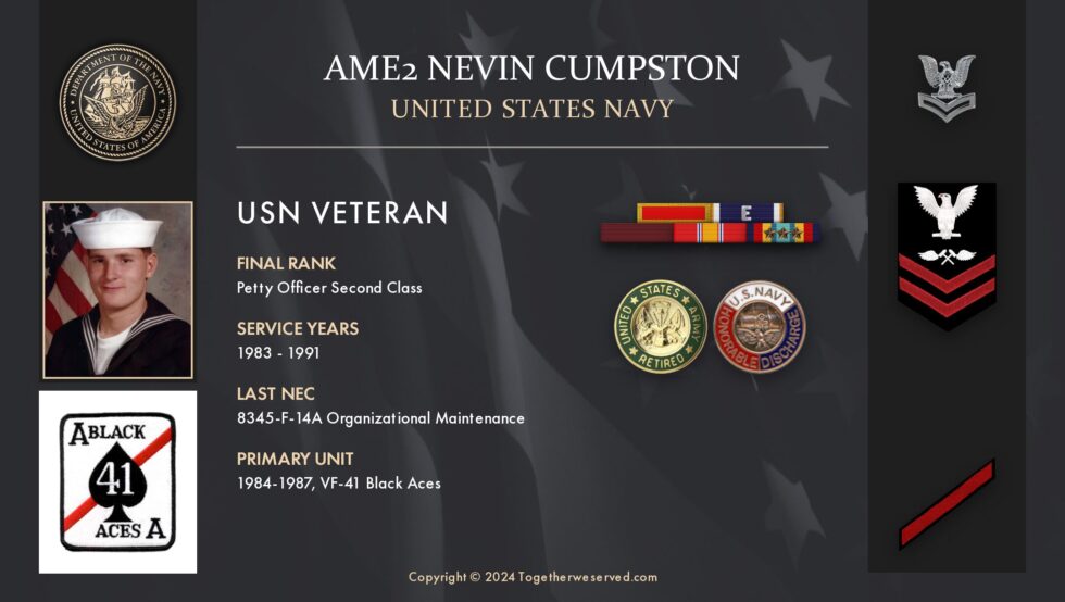 AME2 Nevin Cumpston, U.S. Navy (1983-1991) - TogetherWeServed Blog