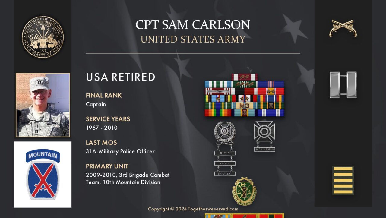 Service Reflections of CPT Sam Carlson, U.S. Army (1967-2010 ...