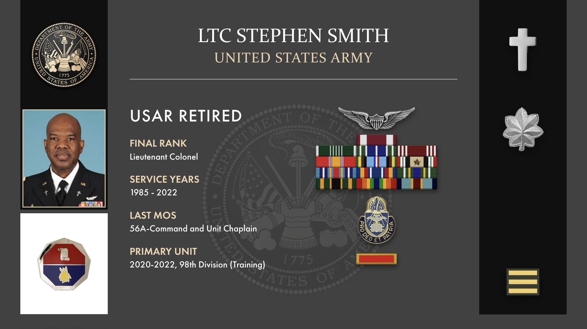 Service Reflections of LTC Stephen Smith, U.S. Army (1985-2022 ...