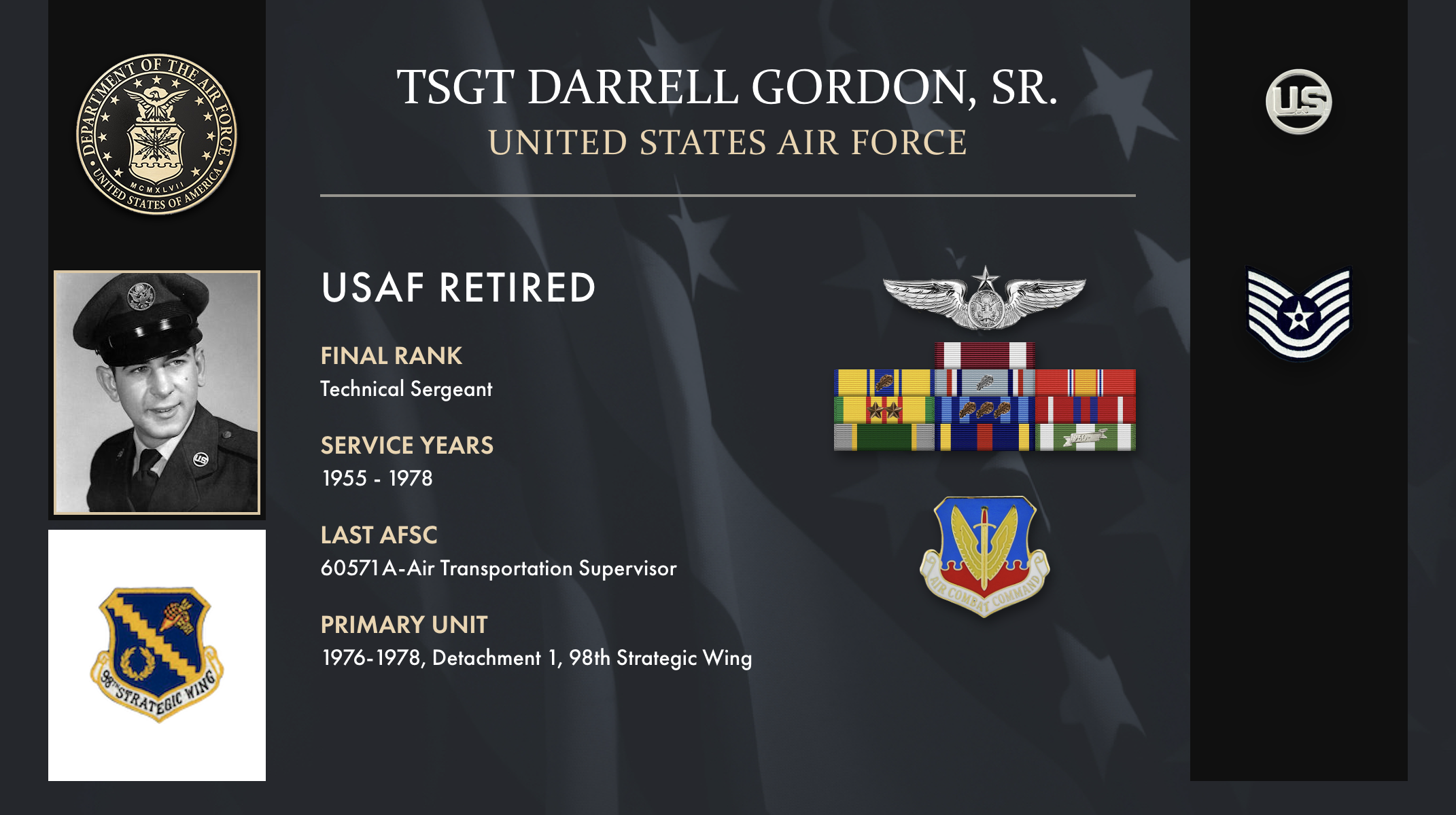 Service Reflections of TSgt Darrell Gordon, U.S. Air Force (1955-1978 ...